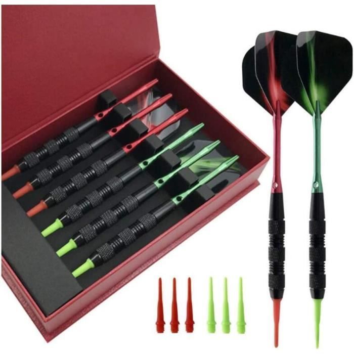 Fléchettes Pointe Plastique 6Pcs 18G Moleté Design Noir Professionnel ...