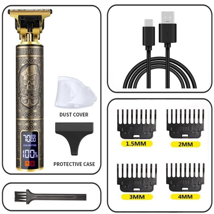 Tondeuse multi-usages,Machine de découpe de cheveux électrique sans fil T9 LED,tondeuse de ...