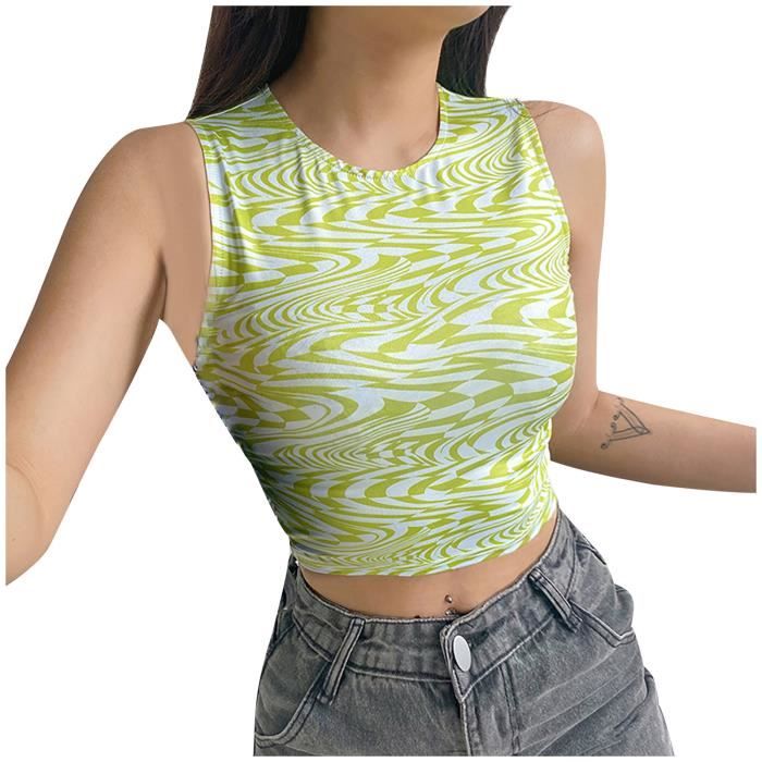 Caraco Hauts Décontractés D'Été Pour Femmes Sans Manches Imprimés À Col ...