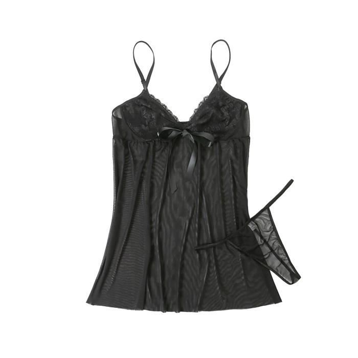 Lingerie sexy pour femmes robe transparente string robe de pyjama à ...