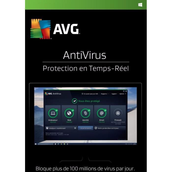 AVG Antivirus 2021 3 Postes / 1 An / Version dématérialisée à ...