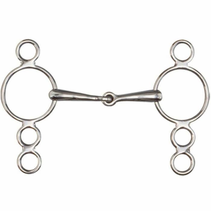 Mors 3 ou 4 anneaux pour cheval filet bris, inox type Pessoa - neutre ...