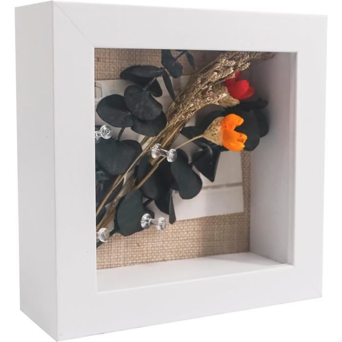 Blanc Cadre 3D Profond Avec Vitre 13X13Cm Cadre De Boîte D'Ombre Avec ...