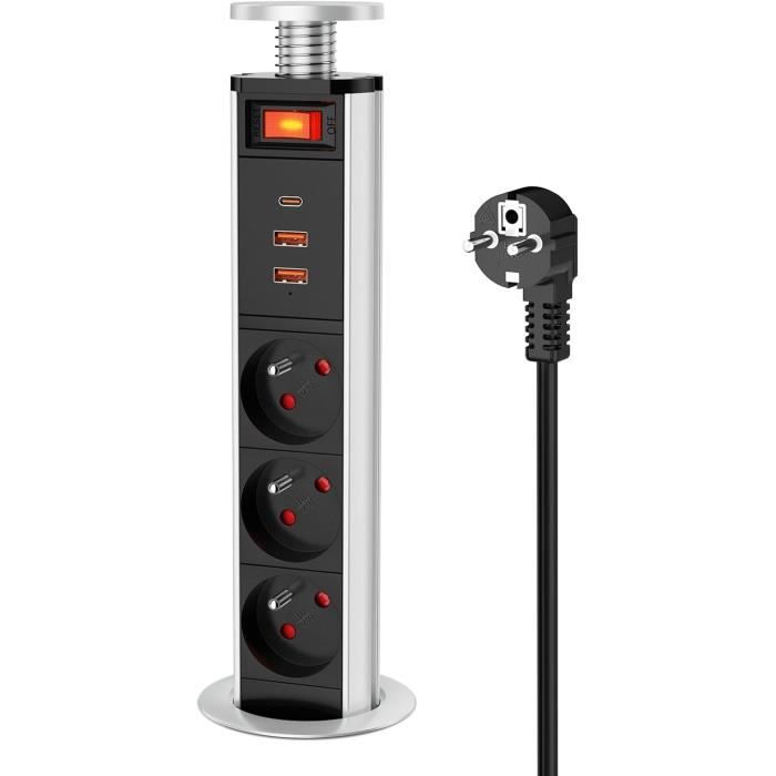 Multiprise Rétractable 3 Prises Avec Usb C 20W Et Interrupteur, Cuisine ...