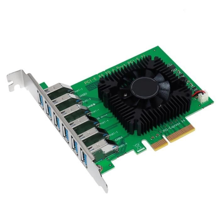 Carte Riser USB 3.0 PCIE PCI-E X4 à 6 Ports USB3.0 20Gbps ASM1812 ... Carte Riser USB 3.0 PCIE PCI-E X4 à 6 Ports USB3.0 20Gbps ASM1812 ...
