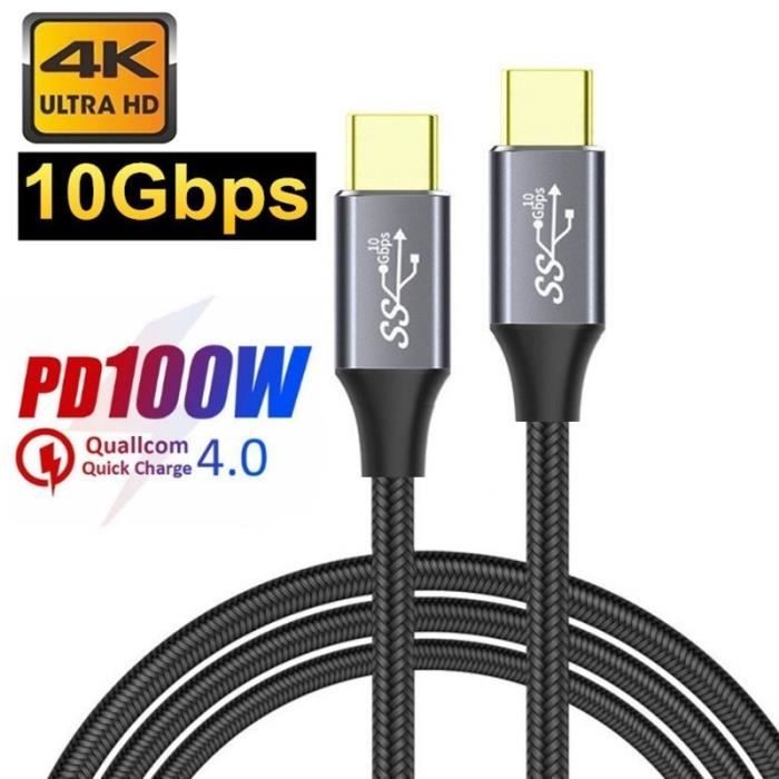 CABLE TELEPHONE,100W 10Gbps-0.5m--Câble USB 3.1 Gen2 10Gbps Thunderbolt ...