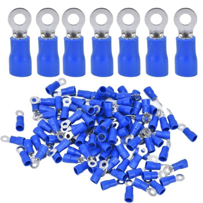 Zerone Bornes à sertir pré-isolées 100 pièces pré-isolées bornes à sertir cuivre PVC type anneau ...