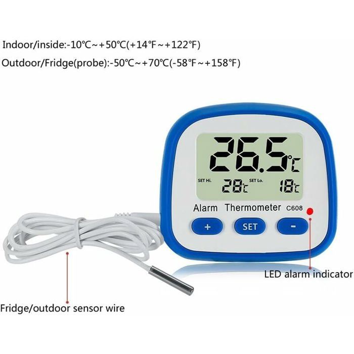 Thermomètre numérique pour réfrigérateur et congélateur avec aimant et ...