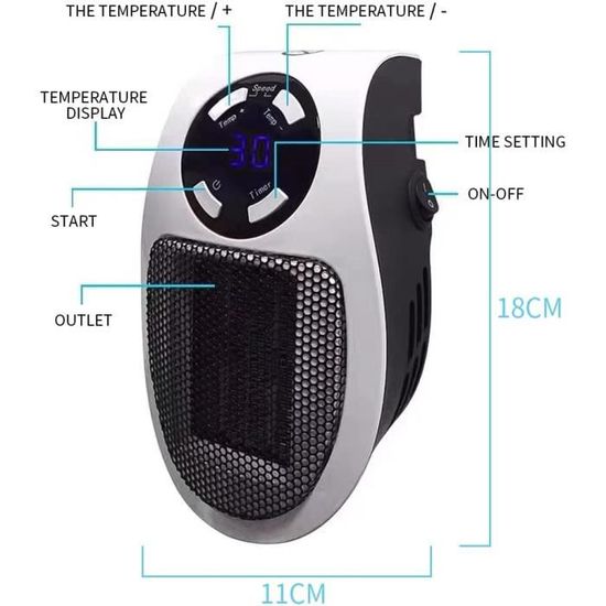 Radiateur électrique - Mini Radiateur céramique - 500W - Télécommande ...