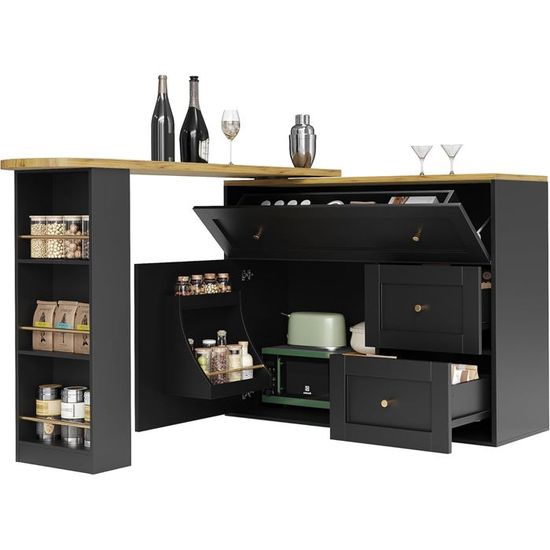 Table de bar, table de salle à manger extensible avec espace de ...