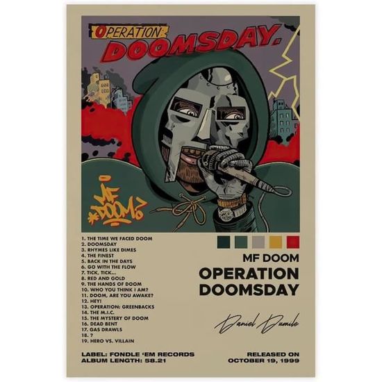 Mf Doom Poster Oopeation Doomsday Album Signature Art Toile Poster ...