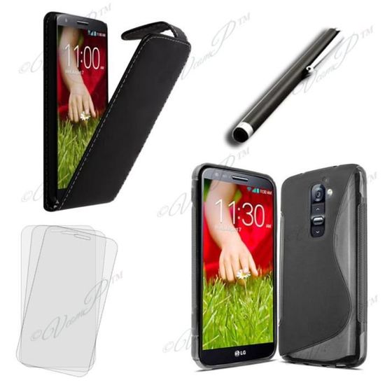 Pour LG G2 - D802- NOIR- Lot Coque Etui Housse… - Cdiscount Téléphonie