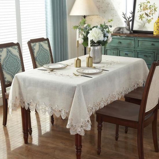 NAPPE DE TABLE ,Beige-Beige lace-110x170cm Rectangle--Napperons de ...