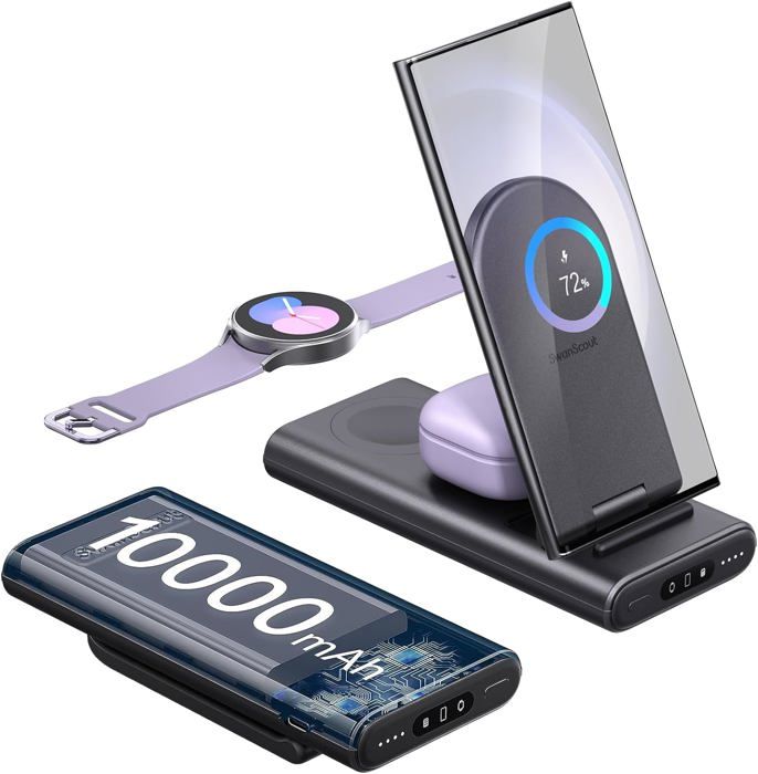 10,000Mah Station De Charge Pour Samsung, Chargeur Sans Fil Pliable ...