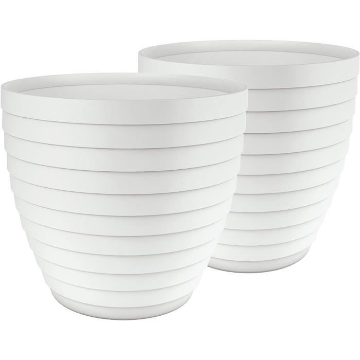 Lot De 2 Grands Pots De Fleurs (13 Cm) En Plastique Pour Extérieur. Pot ...