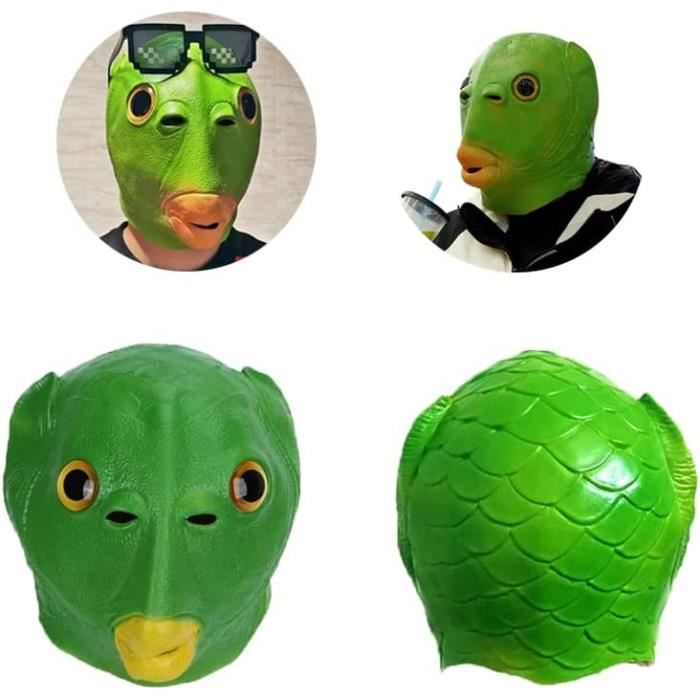 Masque de tête de Poisson,tête de poisson vert,Livréavec des lunettes ...
