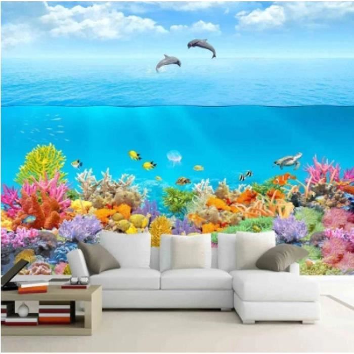 LIWI-Paysage De Dauphin De Corail D'Océan Papier Peint 3D Mural ...
