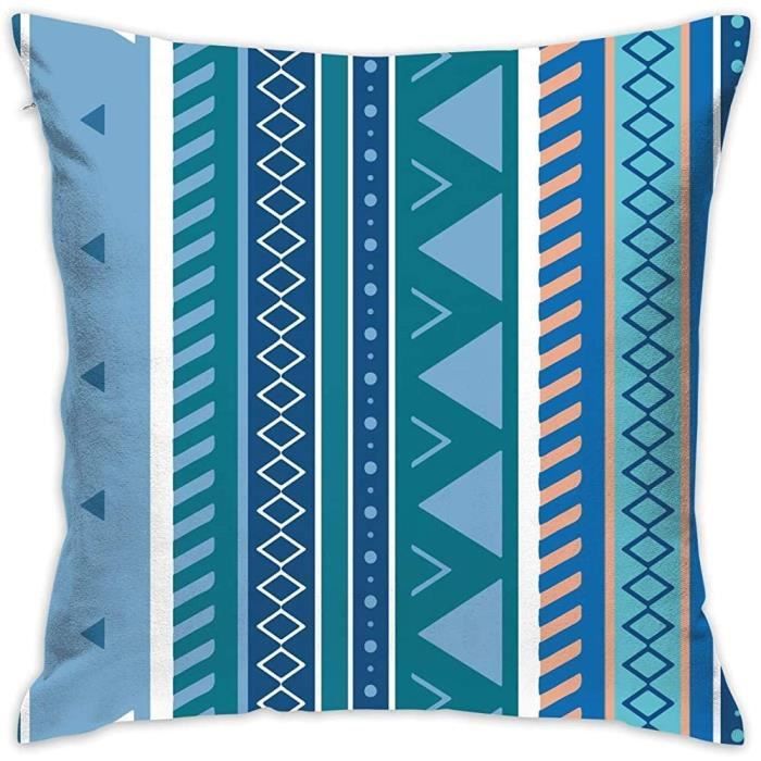 Taie d'oreiller carrée motif baleines et rayures aztèques en polyester ...
