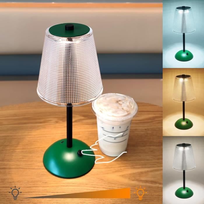Lampe De Table Sans Fil, 4000Mah Lampe À Piles Rechargeable, 3 Modes De Couleur Et Lampe Tactile ...