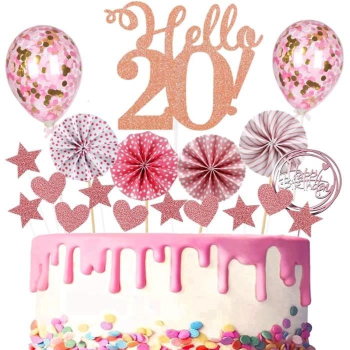 Cake Topper 20 Ans Anniversaire Fille, Decoration De Gâteau Toppers ...