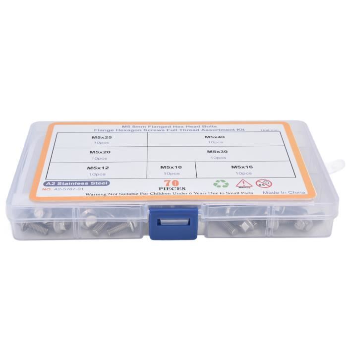 Kit d'assortiment de boulons M5 - EJ.LIFE - 70 pièces en acier inoxydable 304 - plusieurs ...
