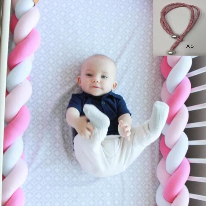 Tour de lit bébé 3m Tresse Garcon Fille Douce avec Cordon Maintenir la ...