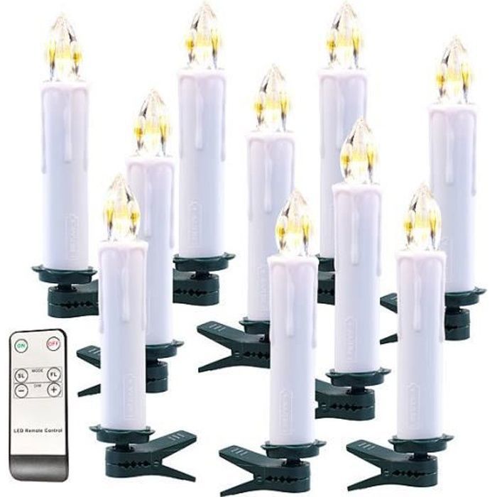 Pack de 10 bougies à LED sans fil avec télécommande - Blanc - Cdiscount Maison