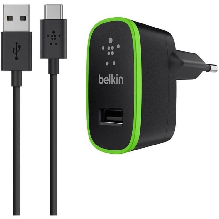 Mini Chargeur Secteur Avec Câbe Usb-A Vers Usb-C - 1,2 M - Noir ...