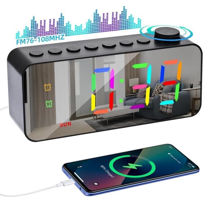 Reveil Avec Radio, Radio Reveil Usb Avec Écran Miroir 6 Pouces ...