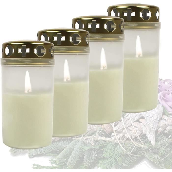Candelo Lot de 4 bougies funéraires n°3 de qualité supérieure avec ...