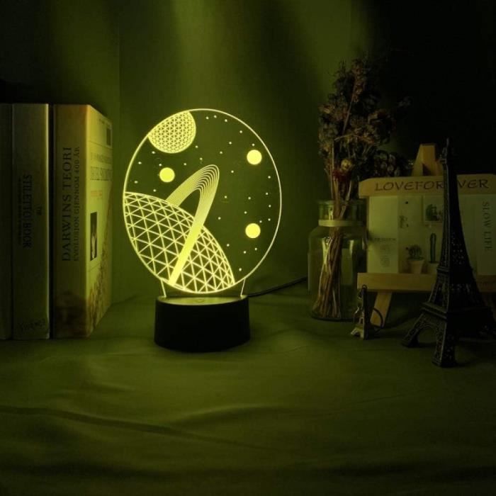 3D Illusion Bébé Nuit Lumière Espace Planète Veilleuse Pour Enfants ...