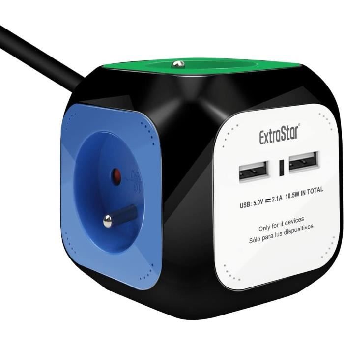 Multiprise Usb Cube, Bloc Multiprises Avec 4 Prises Et 2 Ports Usb ...