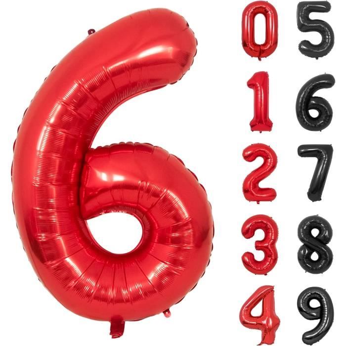Ballon Anniversaire 6 Ans Rouge, 101Cm Chiffre 6 Ballon Anniversaire ...