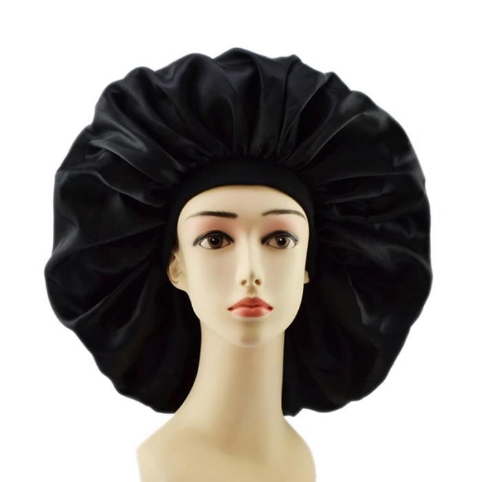 Black -Bonnet de nuit en Satin de soie, 1 pièce, couvre tête de ...
