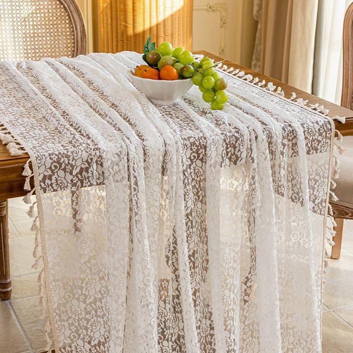 MHY® Nappe de Table Dentelle Fleur 3 avec Franges Style Américain ...