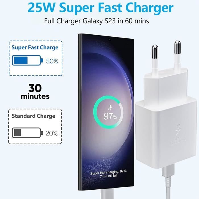 2-Pack Chargeurs Usb C 25W, Chargeur Rapide Pd 3.0 Avec Câble De Charge ...