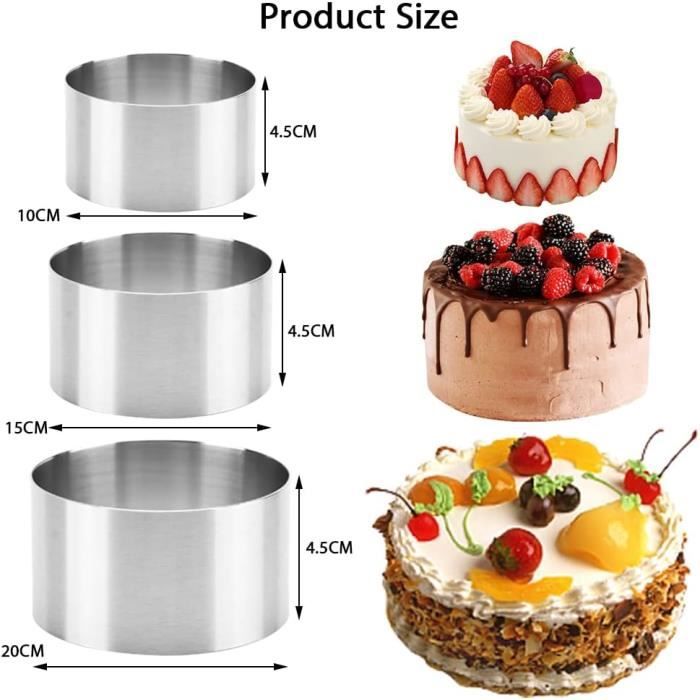 Cercle A Patisserie 3Pcs - Rond Gâteau Moule Cadre Moule Pâtisserie En ...