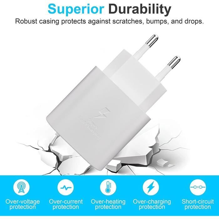 2-Pack Chargeurs Usb C 25W, Chargeur Rapide Pd 3.0 Avec Câble De Charge ...
