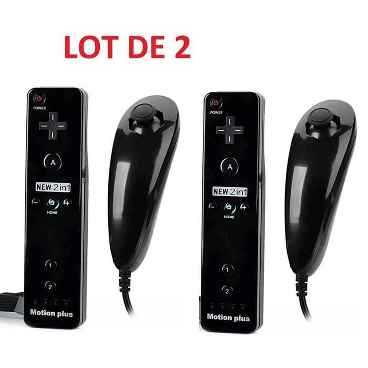 2 X Télécommande Wiimote plus (Motion plus inclus) et Nunchuck pour ...