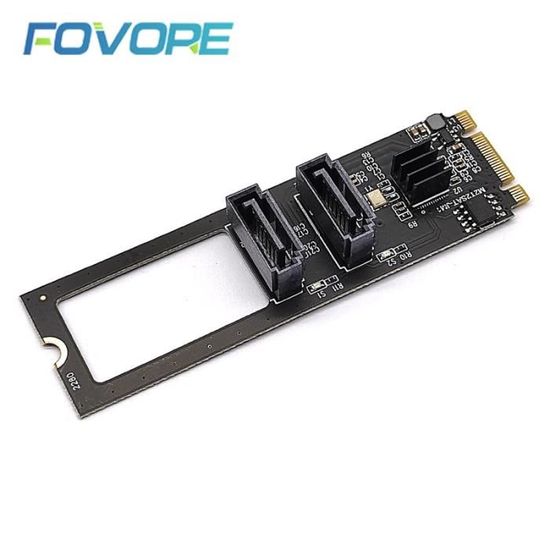 Le noir - Adaptateur M.2 vers SATA 2 Ports SATA vers M2 NVME clé PCIe M + B 6 Gbps adaptateur ...