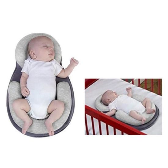 Support de Sommeil Ergonomique Réducteur de Lit Nouveau-Né Coussin Sommeil Anti Tête Plate Gris ...