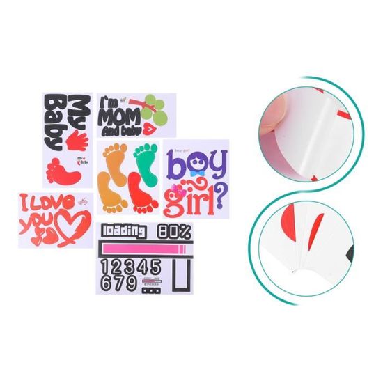 12 feuilles de ventre autocollants amusant stickers - lettres adhesives ...