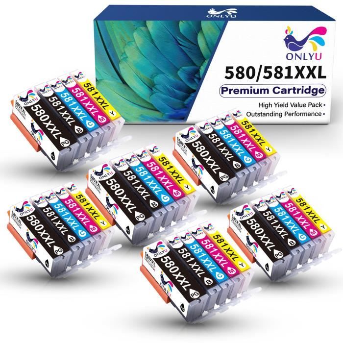 ONLYU 30 Cartouches Canon PGI-580 CLI-581 XXL Compatible pour PIXMA ...