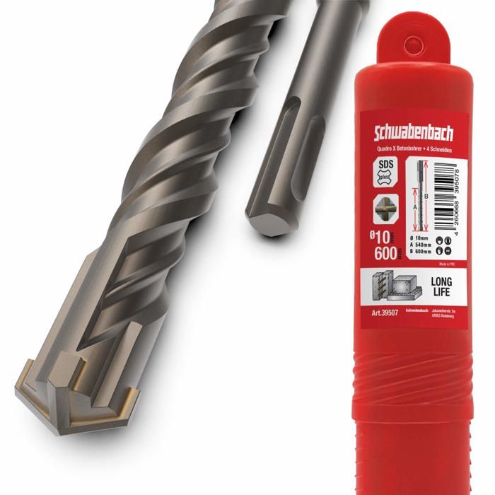 SDS Plus Drill Bit 10mm x 600 - Foret beton grande longueur - Perçage ...