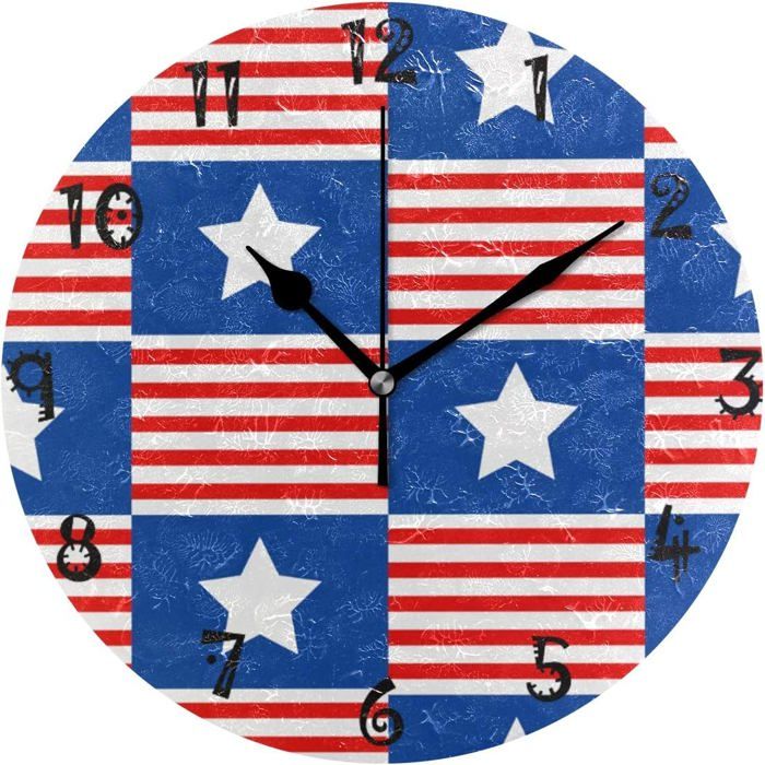 Art Usa Carte Étoile Pendule Murale Décoratif Moderne Horloge De Mur ...
