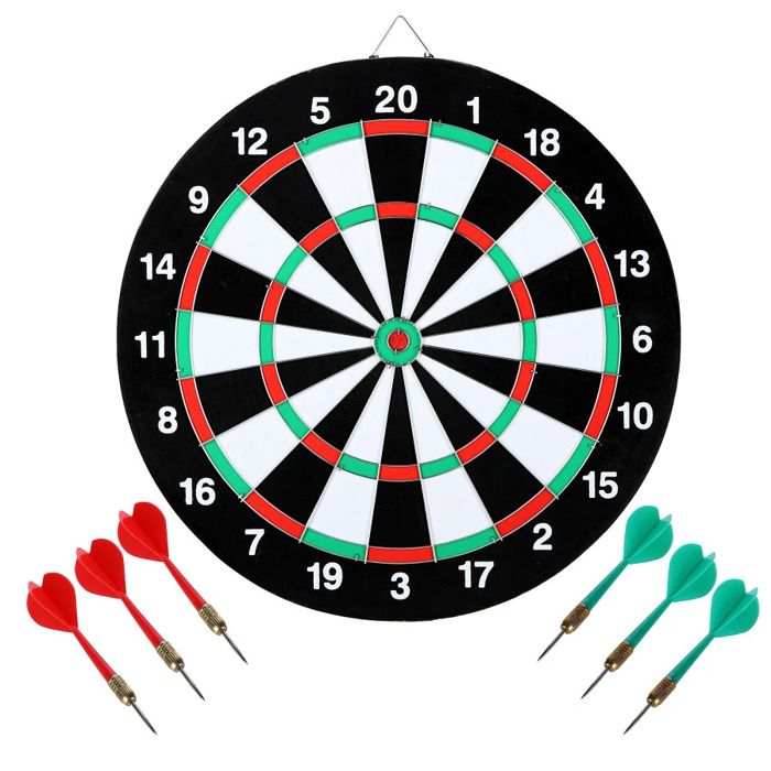 NILS FUN TDN05 - Cible fléchettes 2-en-1 (38 cm) + 6 fléchettes acier ...