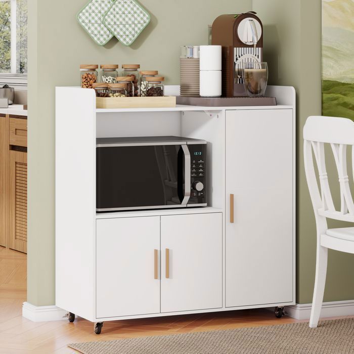 Meuble micro onde - PULUOMIS - Buffet de cuisine à roulettes - 90 x 40 ...