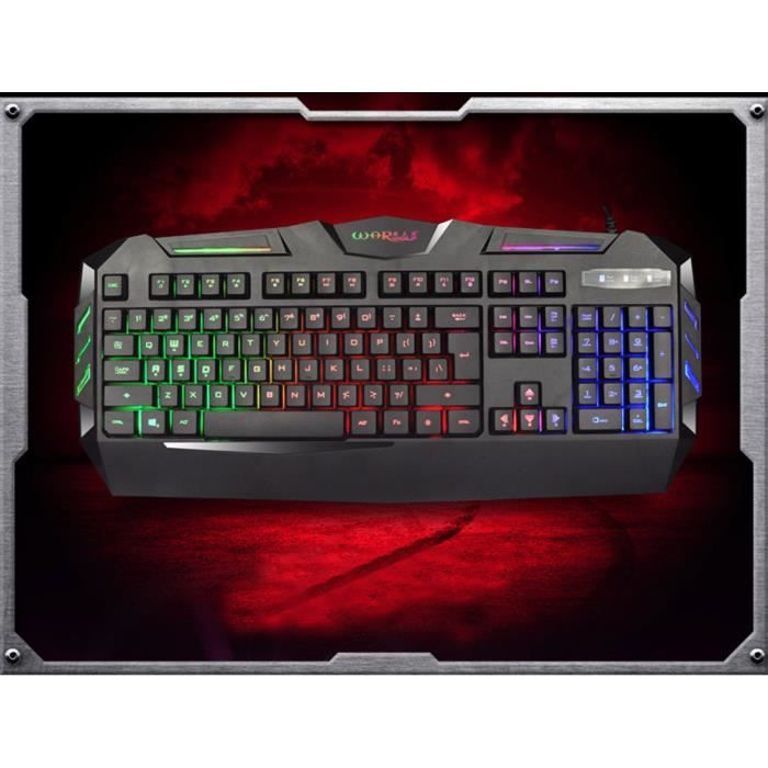 K3 filaire USB LED lumineux coloré Rétro-éclairage multimédia PC Gaming ...
