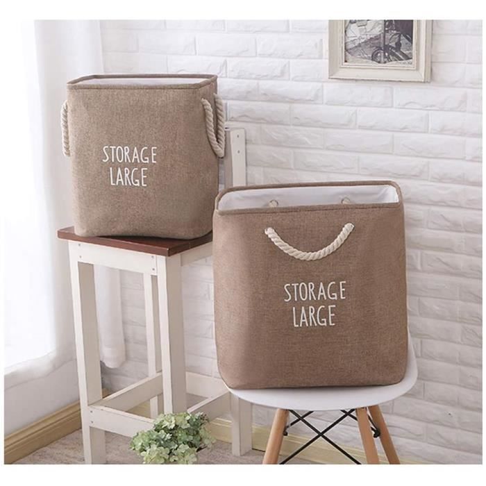 Paniers à linge Pliable Grand Panier de Rangement Coton et Lin Matériau ...