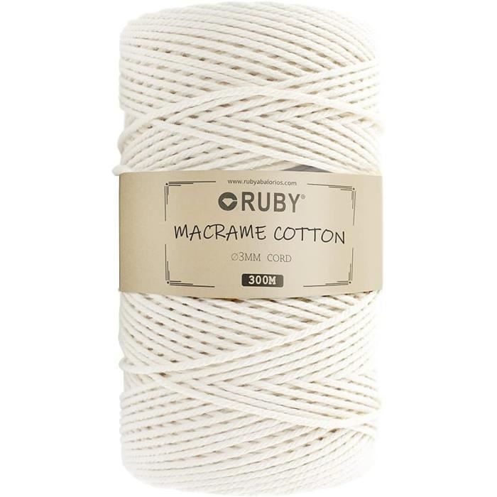 Corde Macramé 3Mm, Fil Macrame Coton, Naturel Fil De Coton Macramé ...